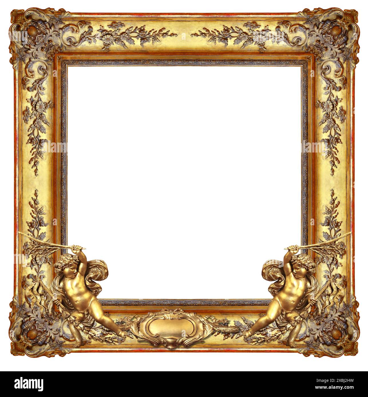 gold picture with angels on white background Stock Photo - Alamy