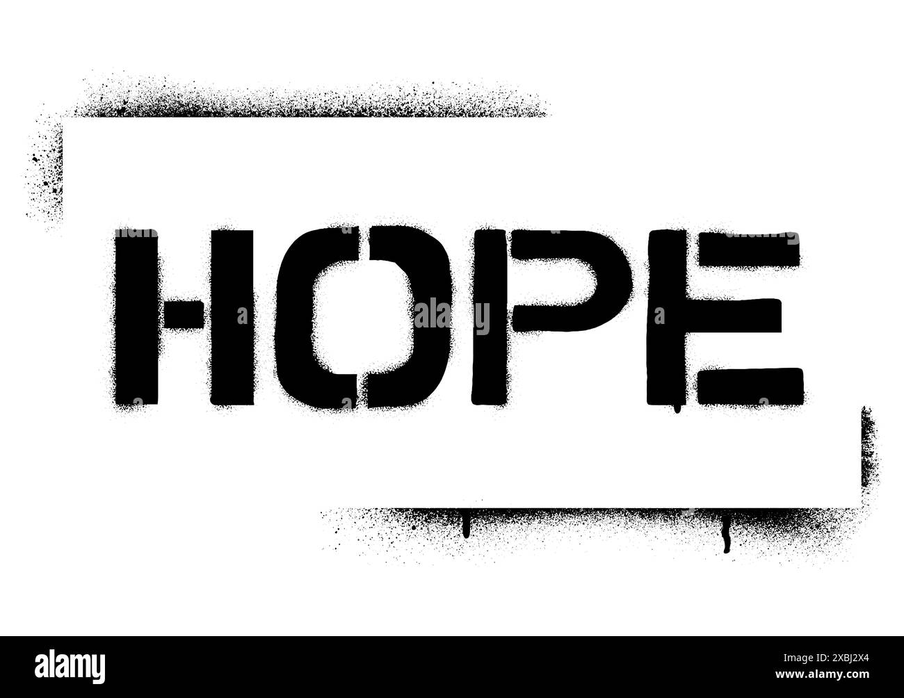Spray Graffiti Motivational Stencil Word Hope Over White Stock Vector