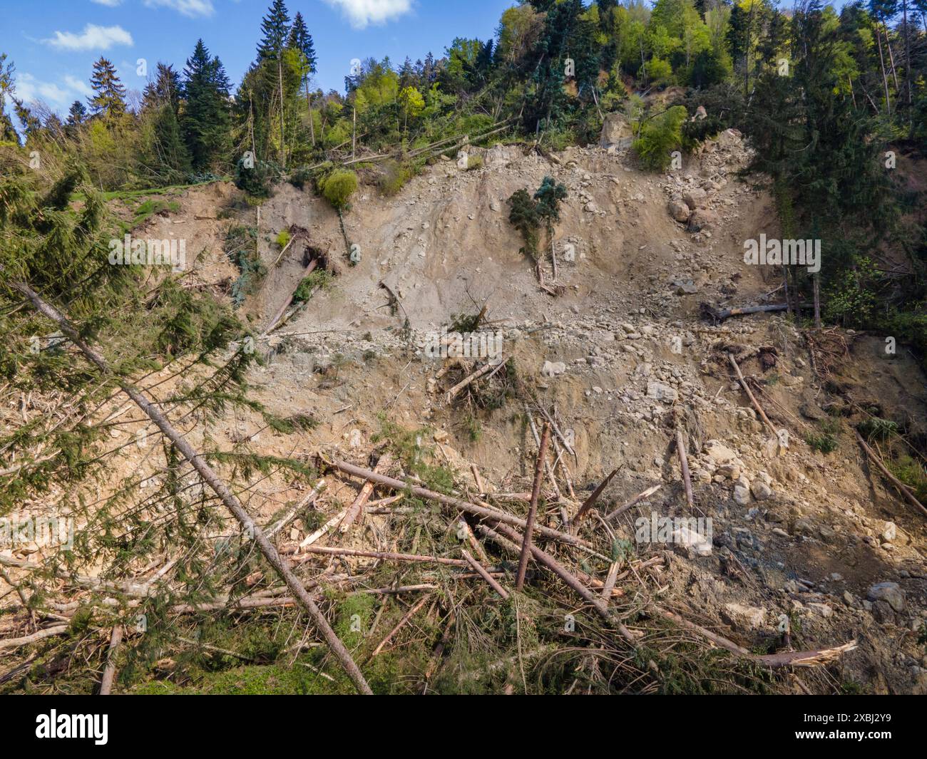 dramatic landslide in Hoerbranz, Leiblachtal, Austria Stock Photo - Alamy
