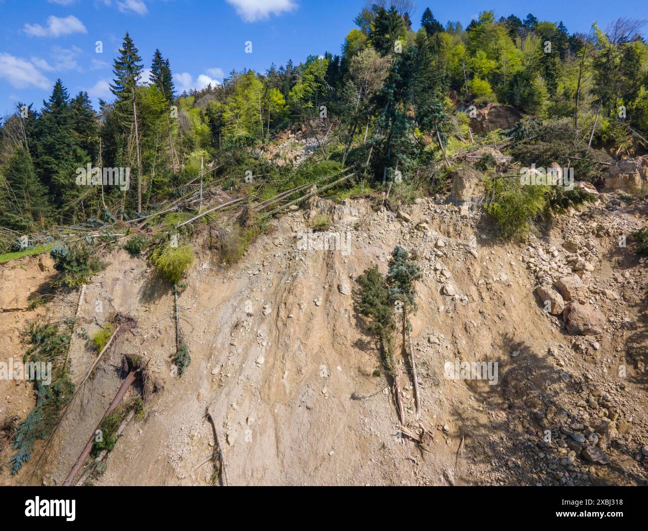 dramatic landslide in Hoerbranz, Leiblachtal, Austria Stock Photo - Alamy