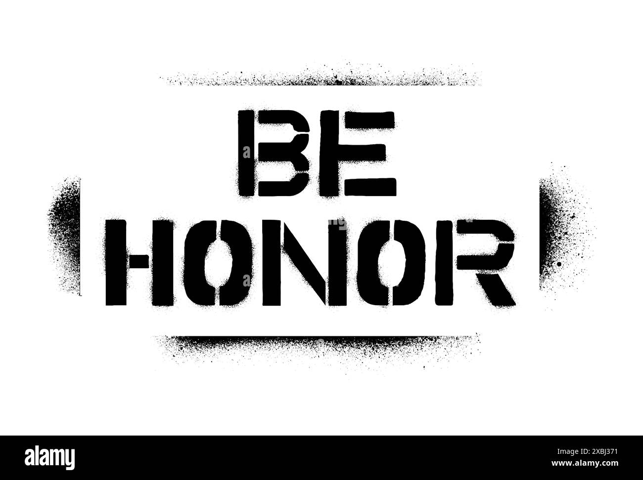Spray graffiti motivational stencil word BE HONOR over white Stock ...
