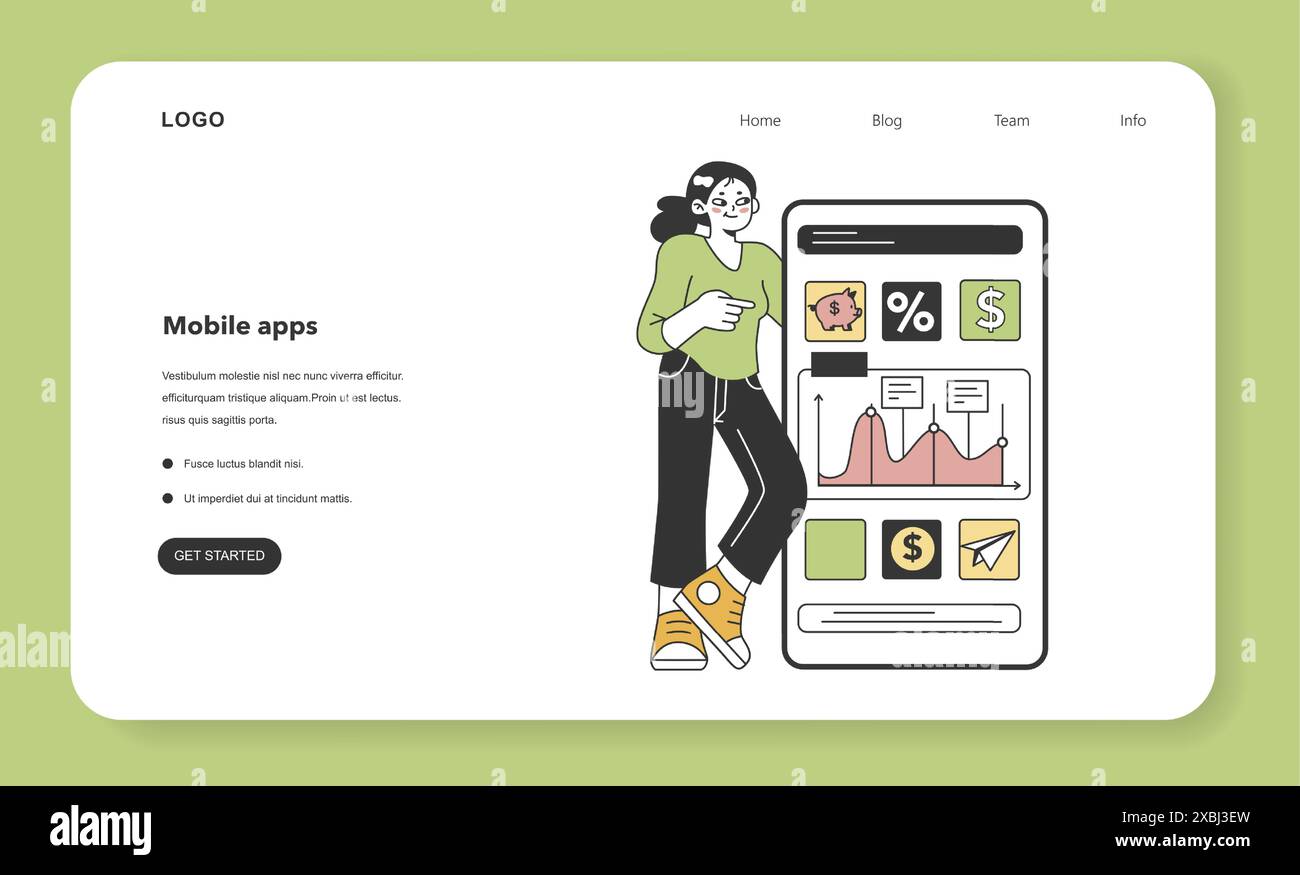 Financial literacy and expenses control app web banner or landing page ... Financial literacy and expenses control app web banner or landing page ...
