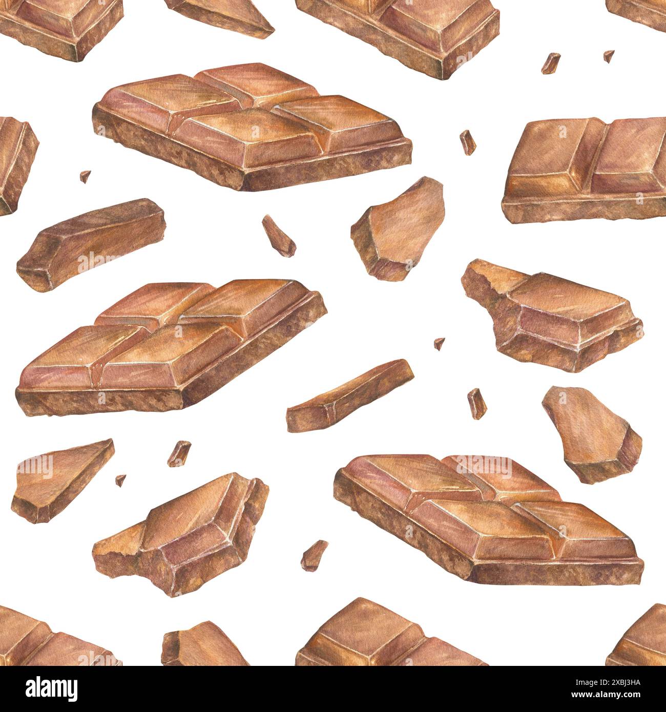 Seamless pattern with chocolate watercolor illustration, hand drawn ...