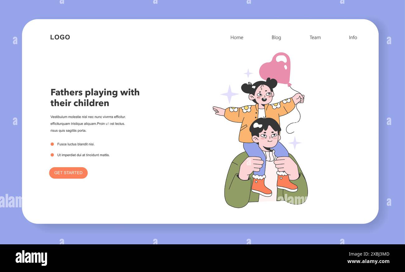 Father and daughter relationship web banner or landing page. Man ...