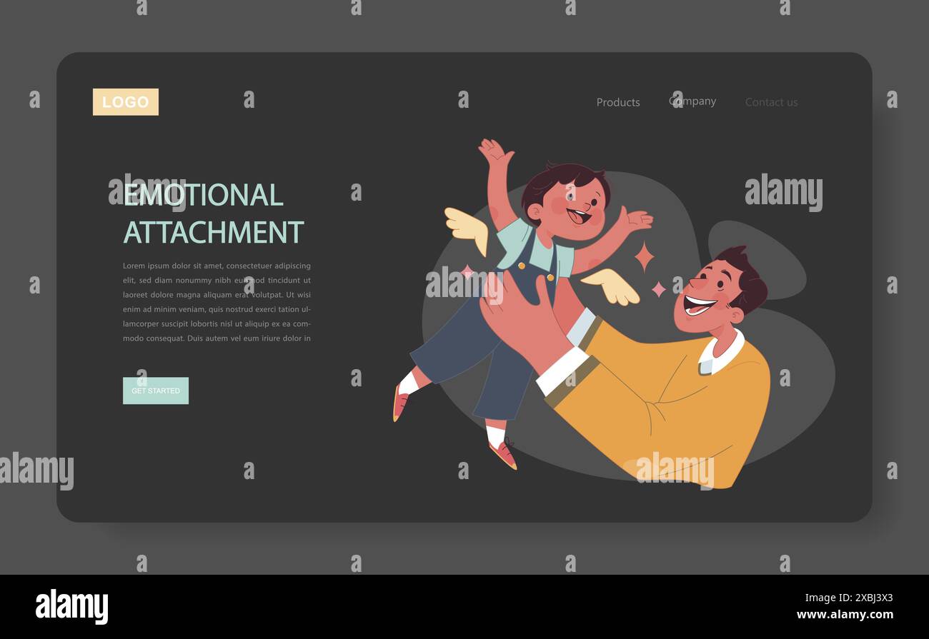 Engaged or committed fatherhood web banner or landing page. Dad play ...