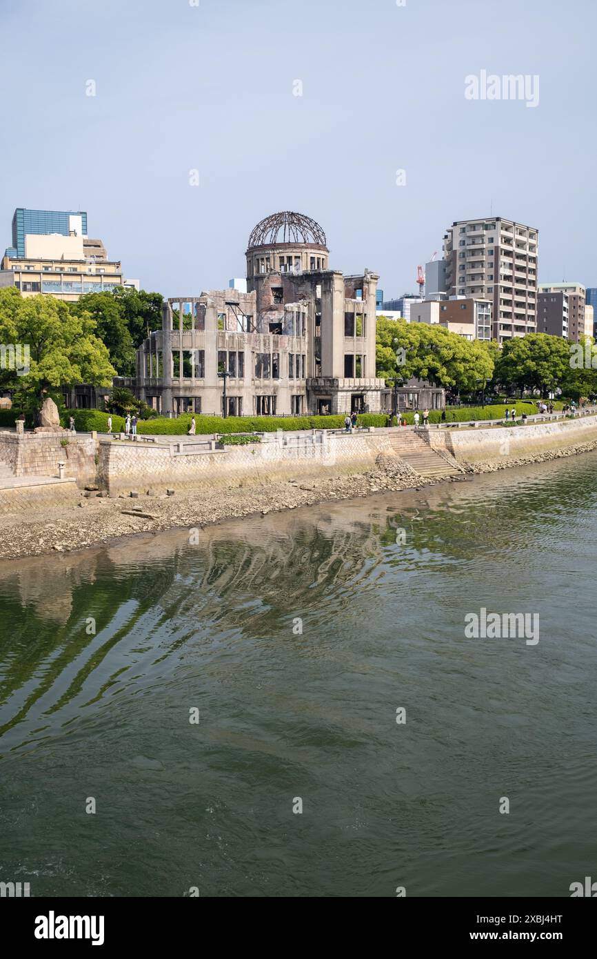 View across river to the Atomic Bomb Dome or A-bomb dome (Genbaku Dome ...