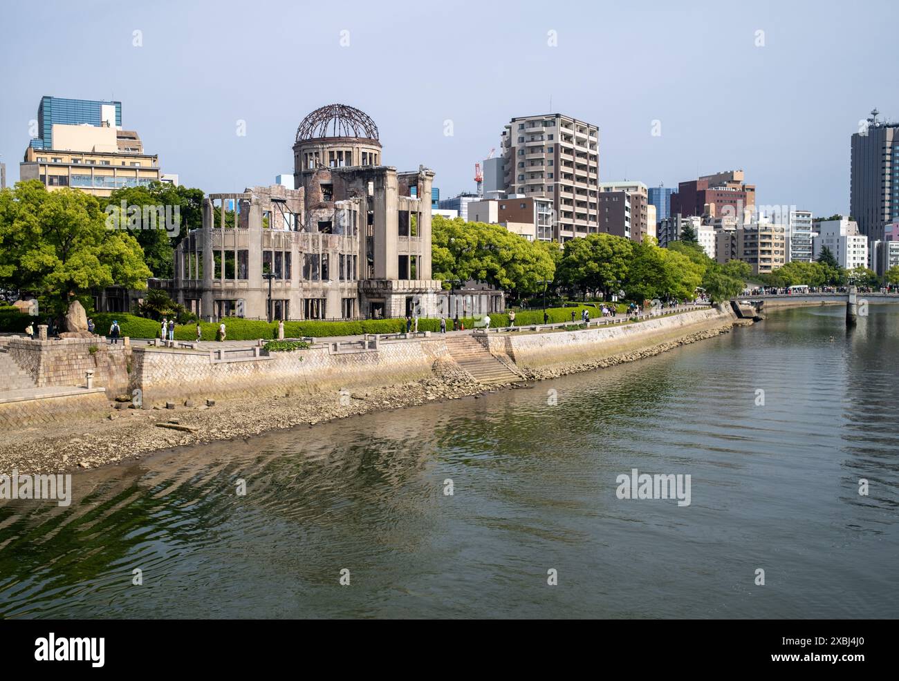 View across river to the Atomic Bomb Dome or A-bomb dome (Genbaku Dome ...