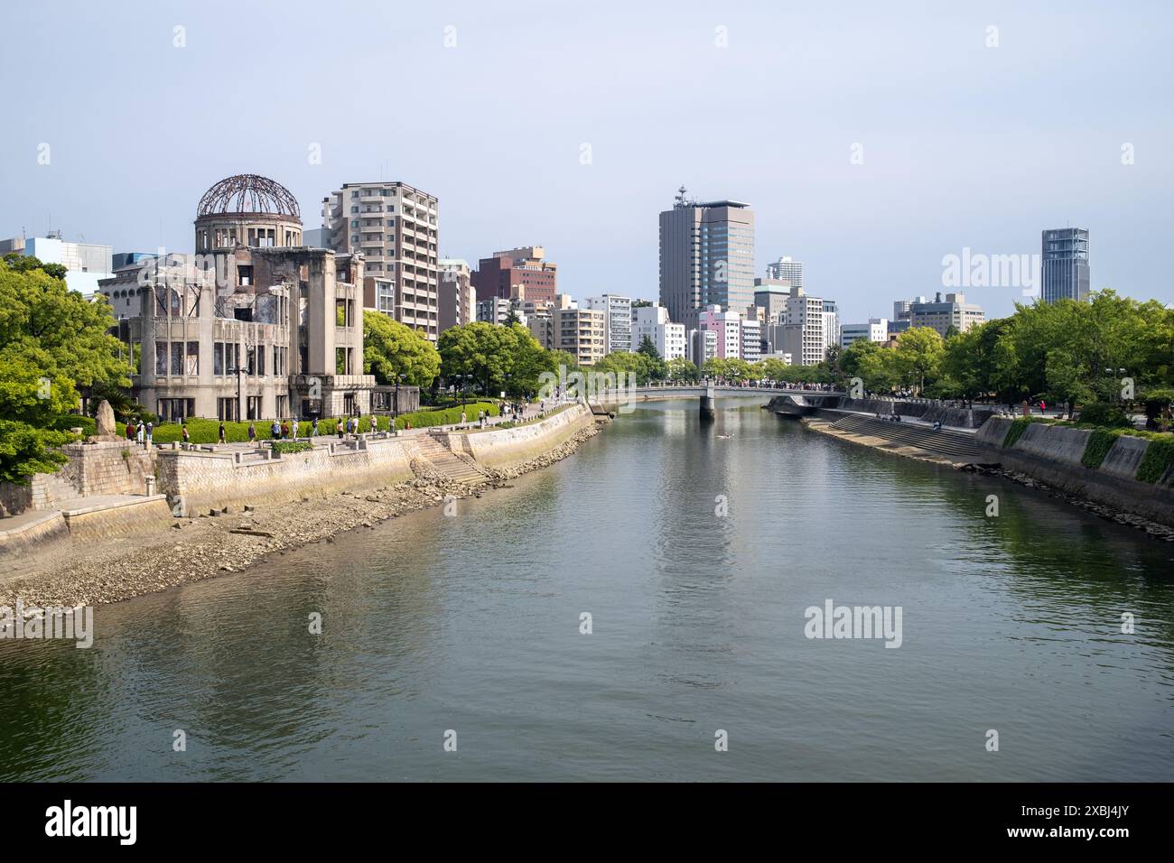 View across river to the Atomic Bomb Dome or A-bomb dome (Genbaku Dome ...