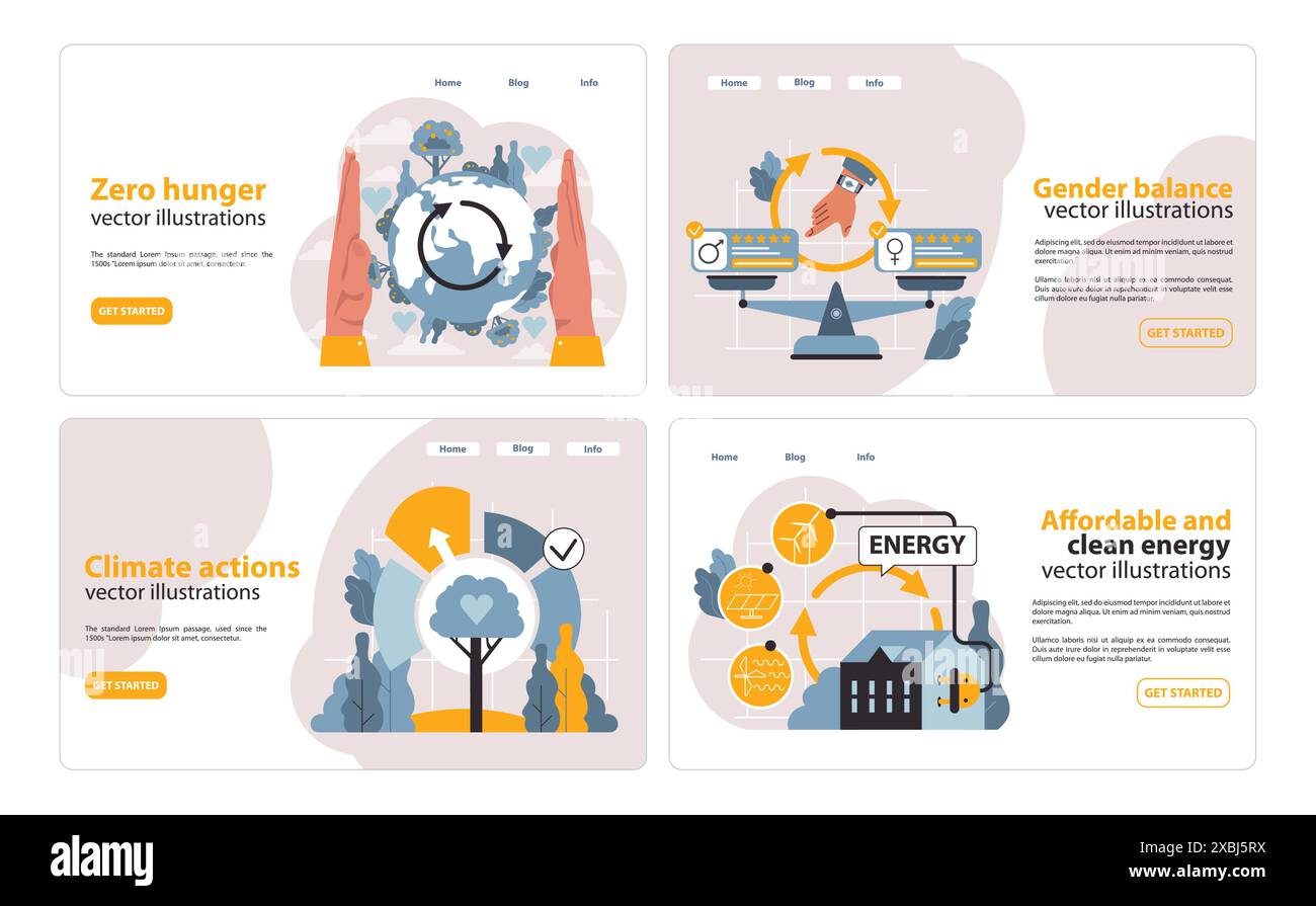 SDG or sustainable development goals web banner or landing page set ...