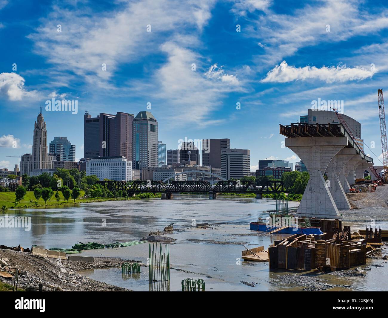 construction of the Interstate I70 I71 through Columbus Ohio USA 2024 ...