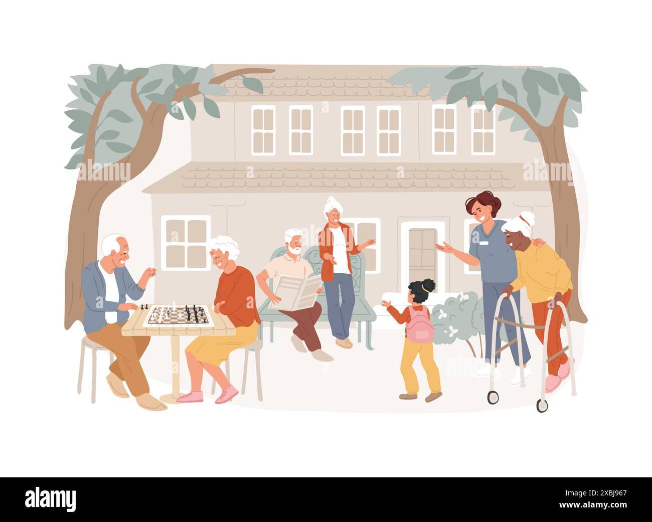Nursing home isolated concept vector illustration Stock Vector Image ...