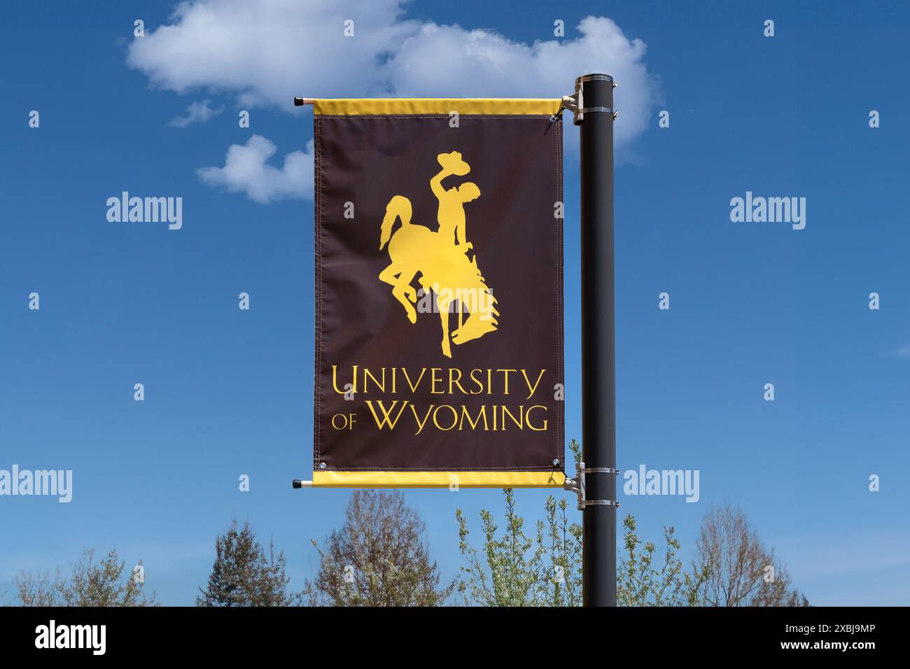 LARAMIE, WY, USA - MAY 13, 2024:Campus flag at the University of ...