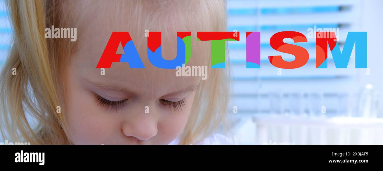 little child with autism, blonde girl 3 years old, early diagnosis and ...