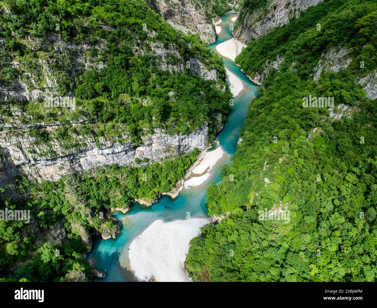 Aerial image of the beautiful Shala river in Northern Albania Stock ...