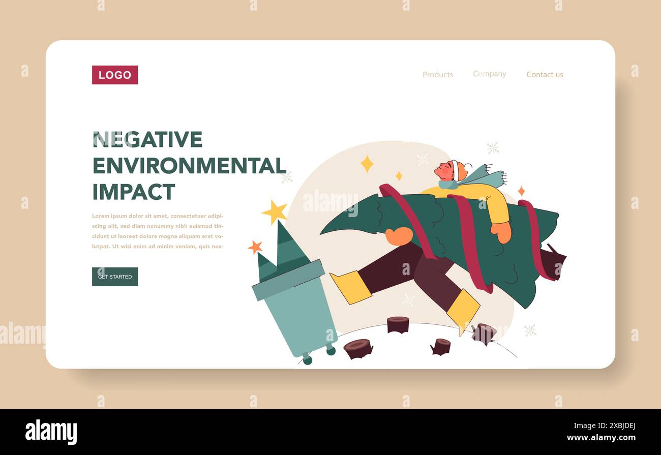 Christmas' negative impact on environment web banner or landing page ...