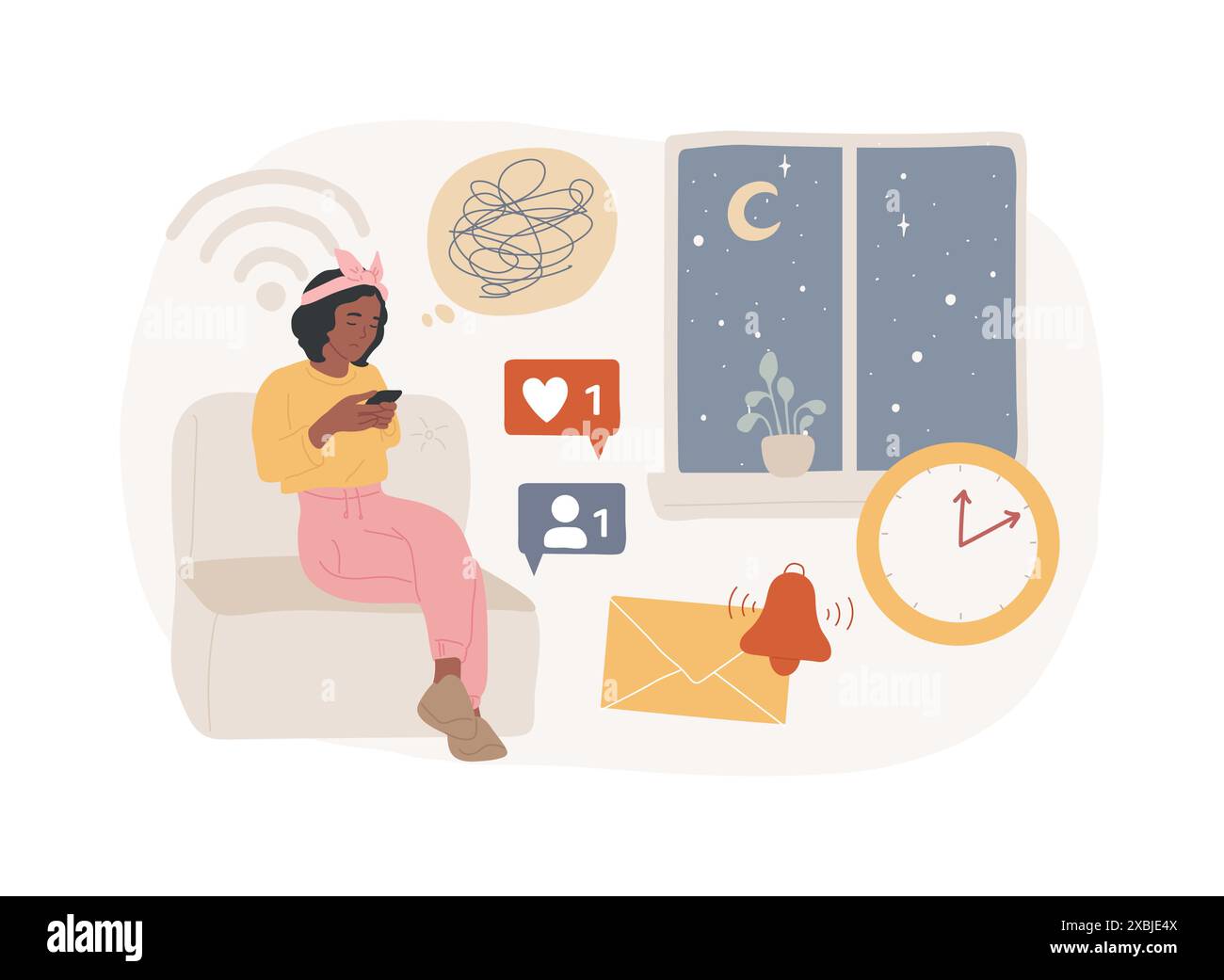 Smartphone addiction isolated concept vector illustration Stock Vector ...