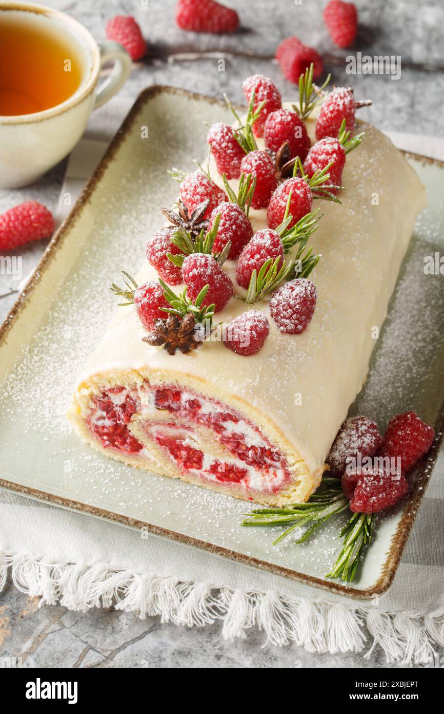 Christmas Raspberry Cake Roll a light and fluffy vanilla sponge cake ...