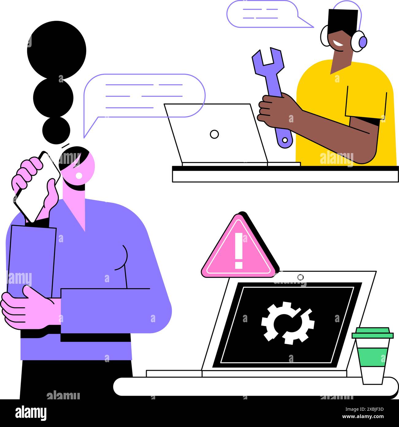 Troubleshooting isolated cartoon vector illustrations Stock Vector ...