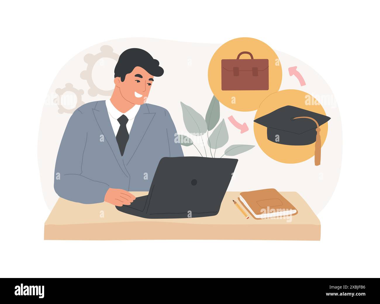 Work and study isolated cartoon vector illustrations Stock Vector Image ...