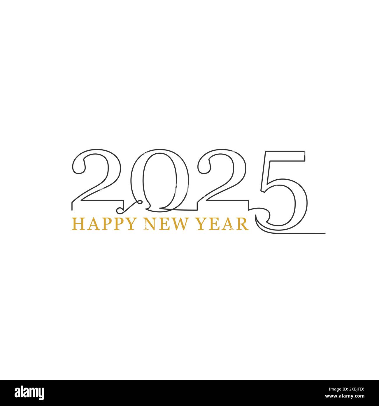 2025 New Year handwritten lettering. Continuous line drawing text for ...
