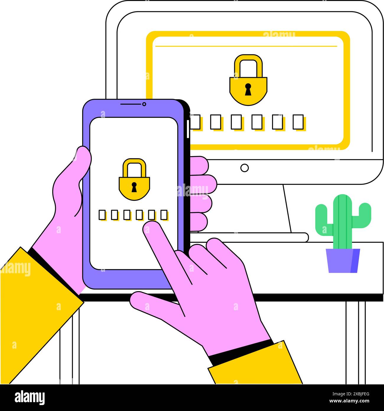 Two-factor authentication verification isolated cartoon vector ...