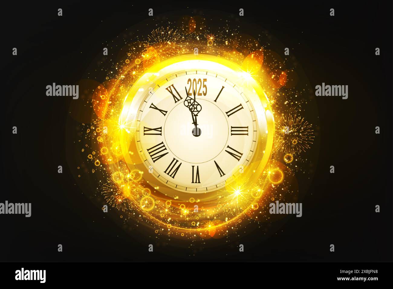 New Year 2025 clock poster, design templates. For holiday and season ...