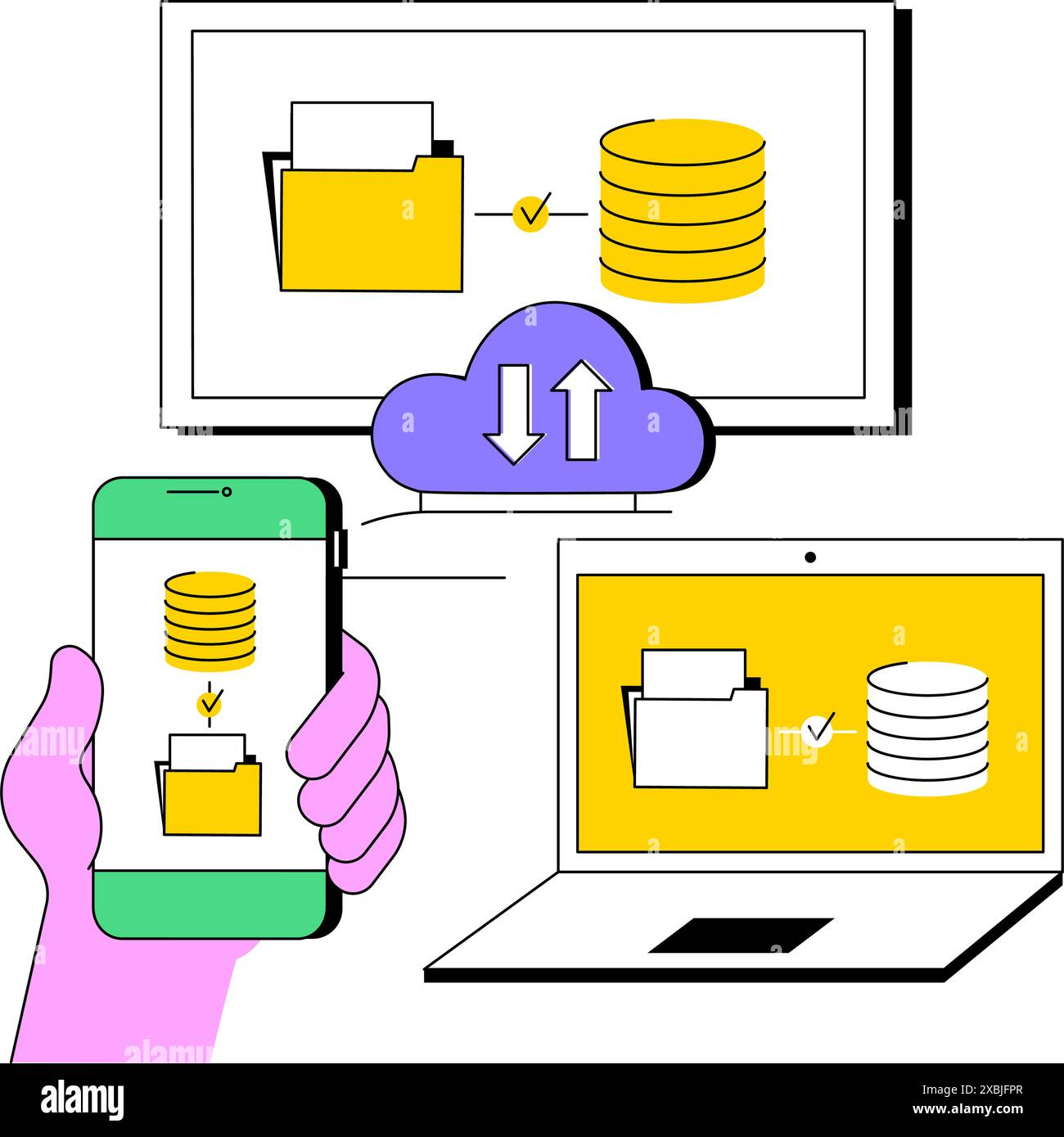 Data backup and recovery isolated cartoon vector illustrations Stock ...