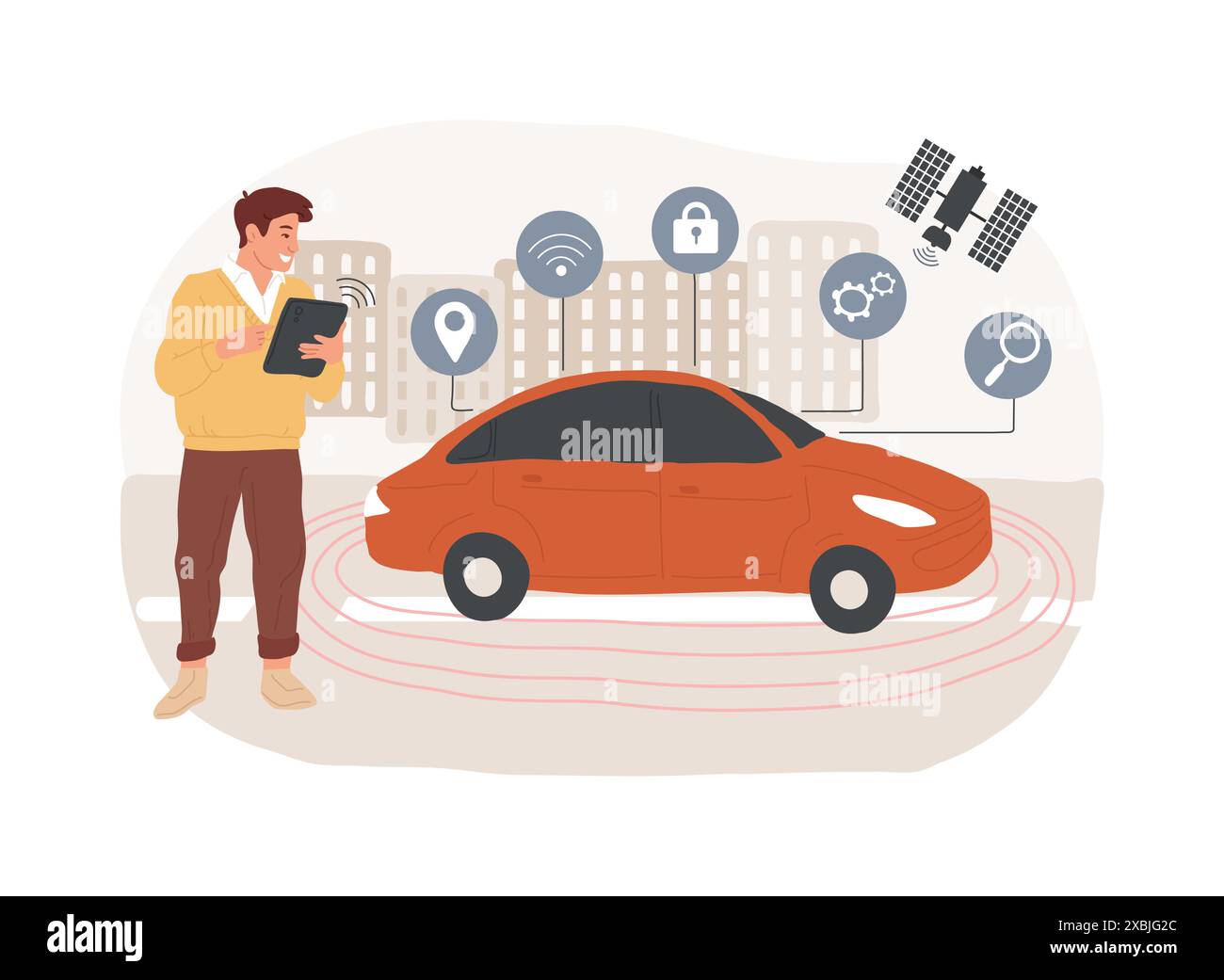 Autonomous car isolated concept vector illustration Stock Vector Image ...