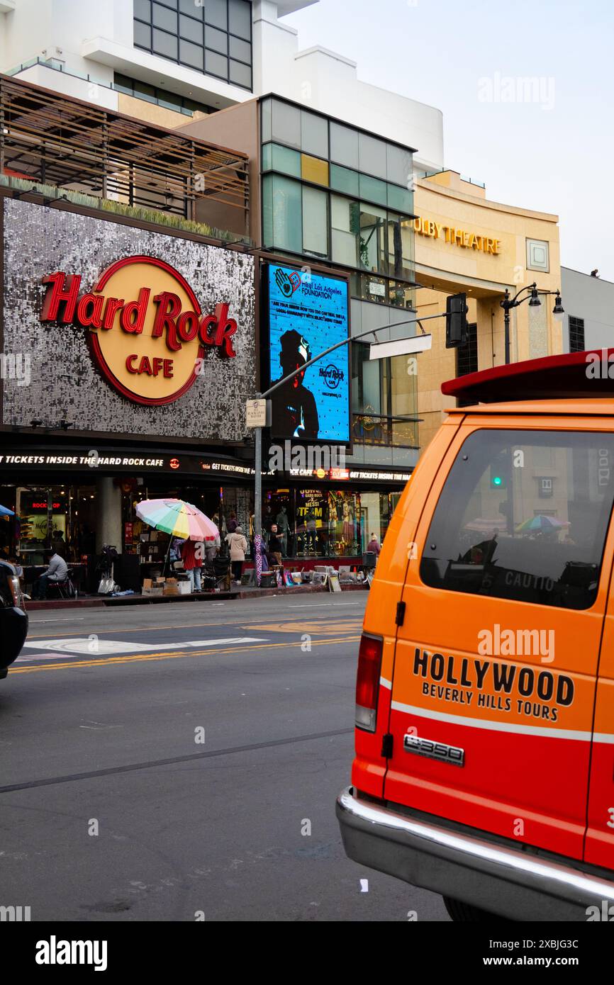Hollywood Boulevard street view showing Hard Rock cafe and dolby ...