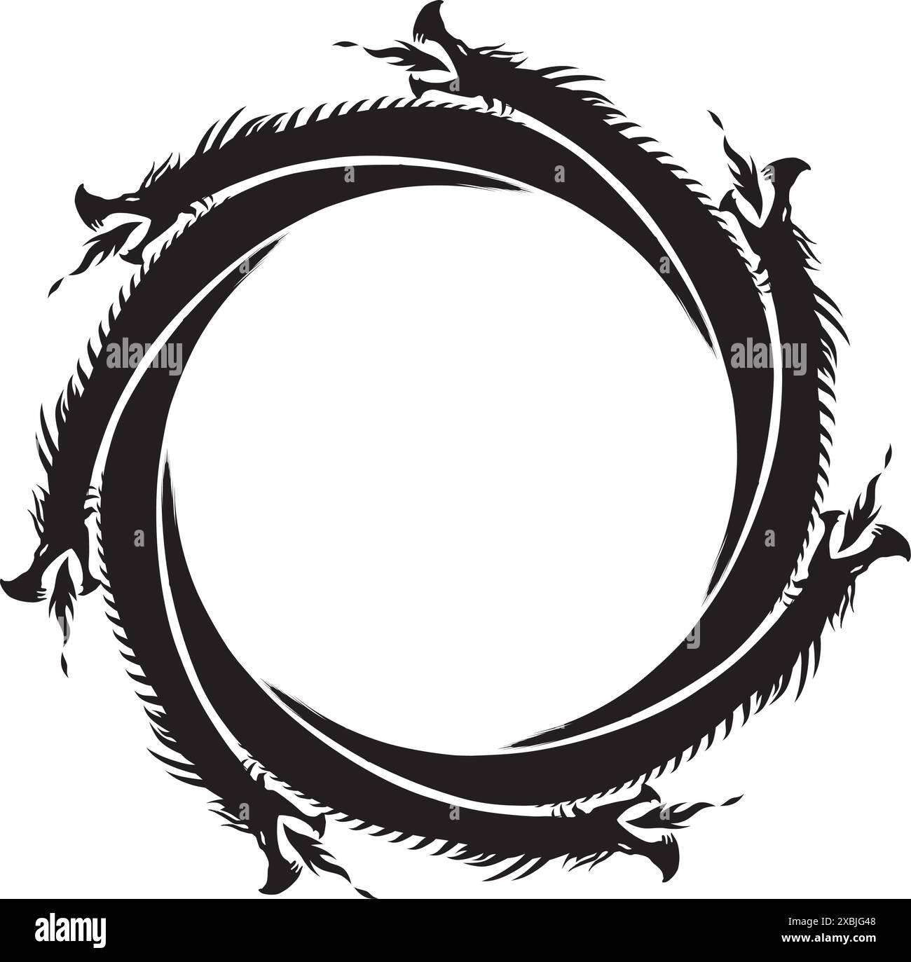 Unity and infinity represented by serpentine creatures in a circular ...