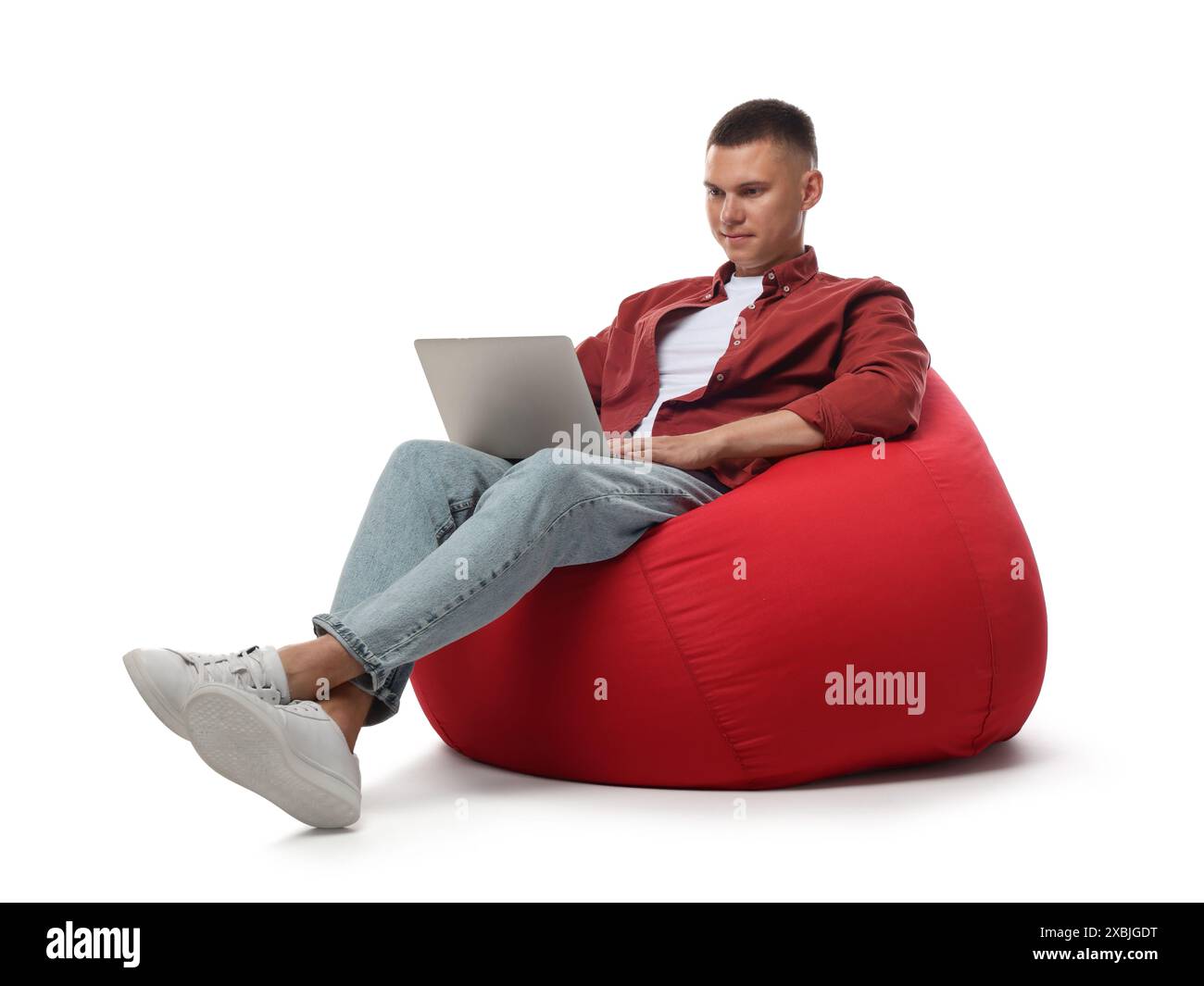 Man sitting on bean bag Cut Out Stock Images & Pictures - Alamy