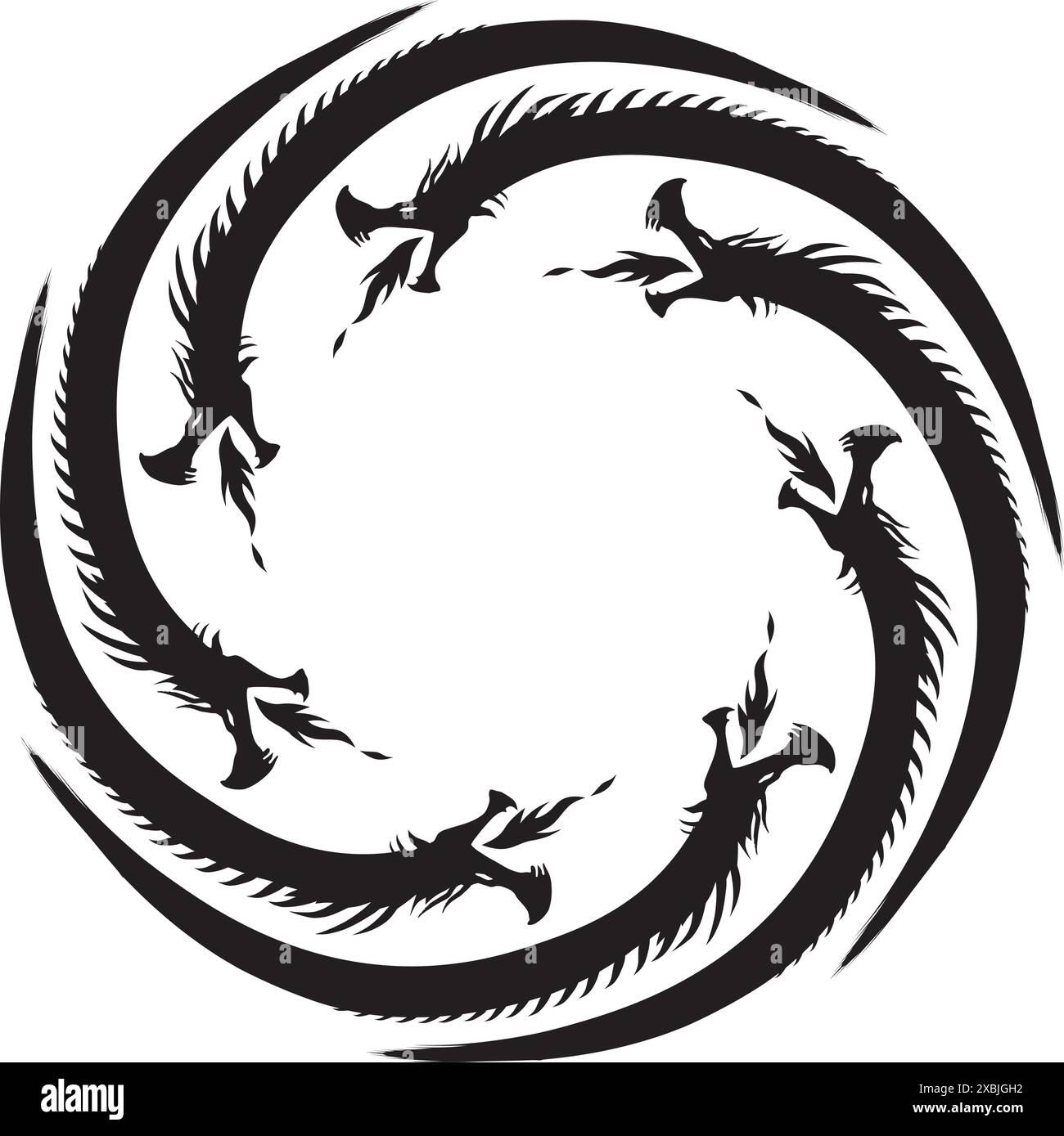 Unity and infinity represented by serpentine creatures in a circular ...