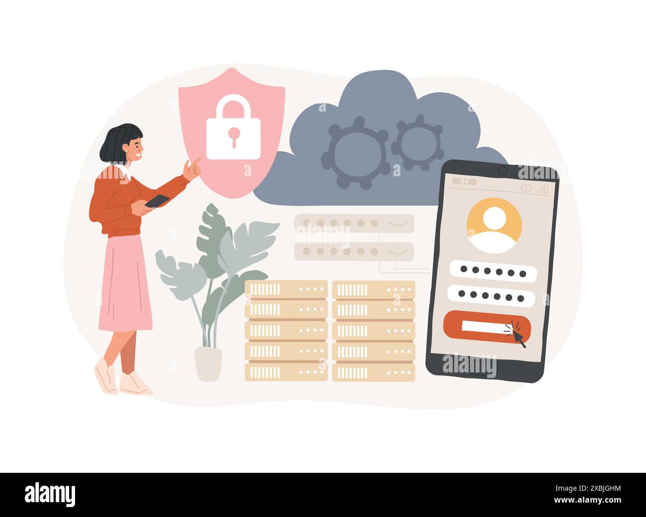 Cloud computing security isolated concept vector illustration Stock ...