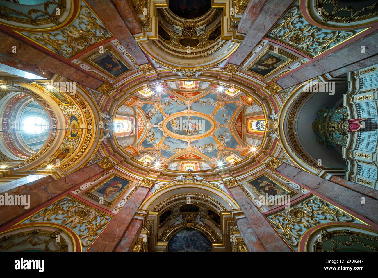 05.27.24 Malta Mdina. Beautiful Maltese Baroque interior of Church of ...