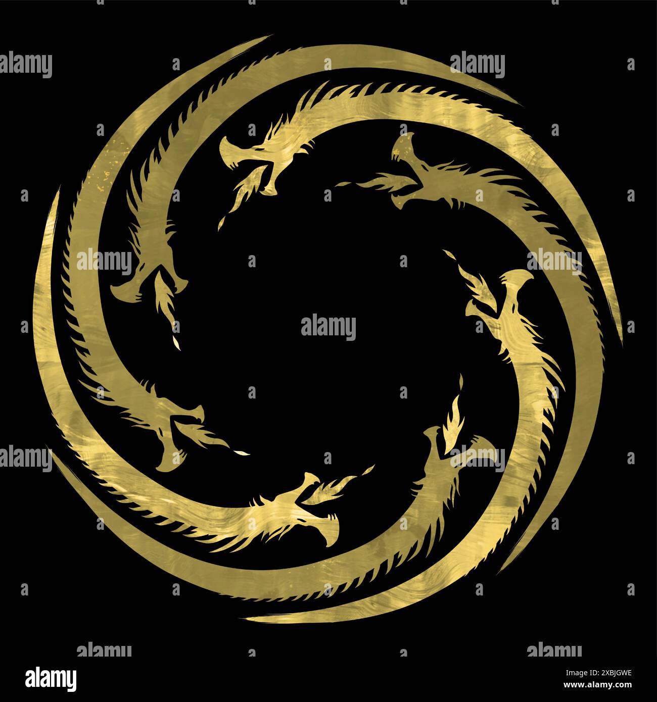 Unity and infinity represented by serpentine creatures in a circular ...