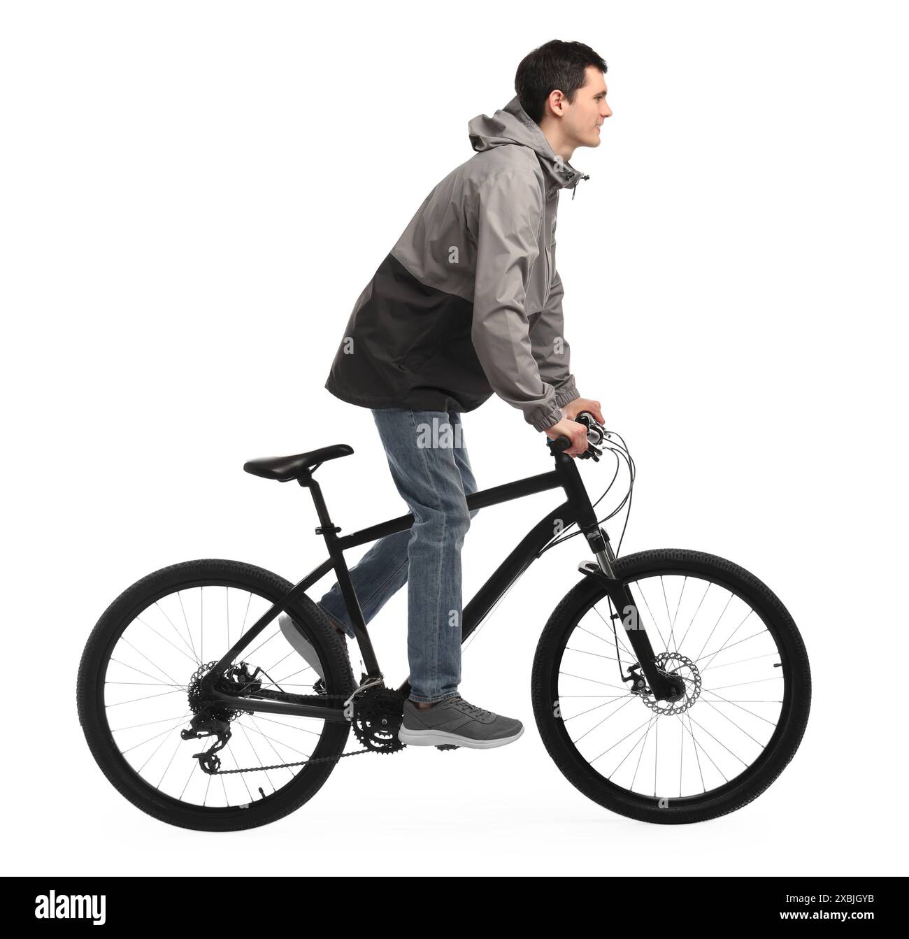 Young man on bicycle Cut Out Stock Images & Pictures - Alamy