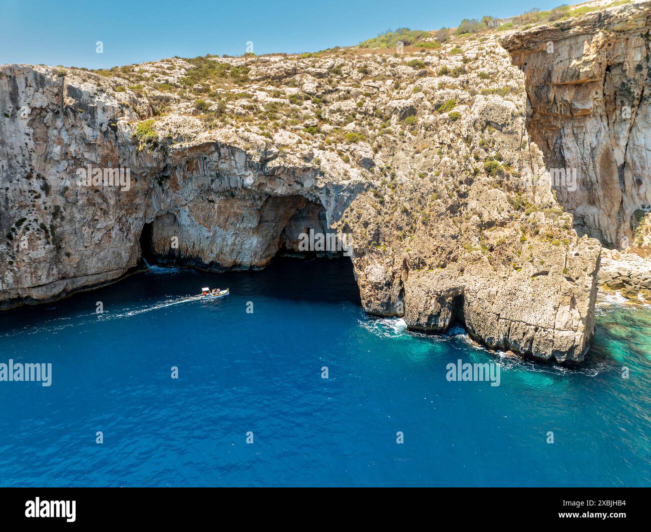 The famous arch and cave in Malta. The name is blue grotto Stock Photo ...