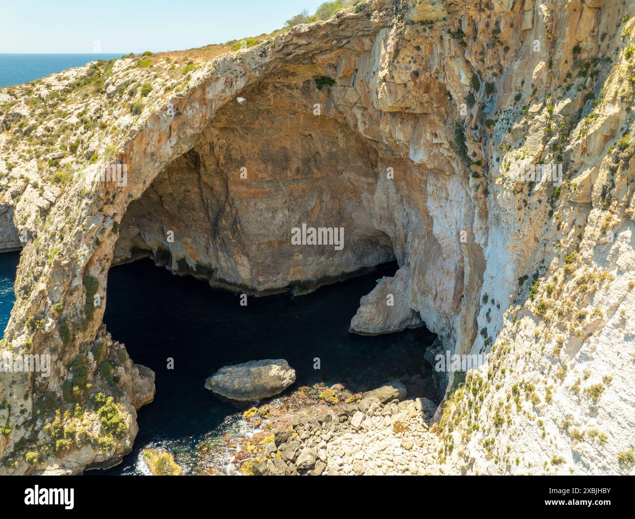 The famous arch and cave in Malta. The name is blue grotto Stock Photo ...