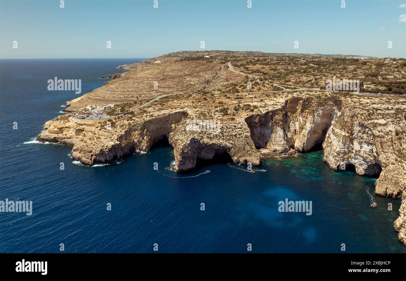 The famous arch and cave in Malta. The name is blue grotto Stock Photo ...