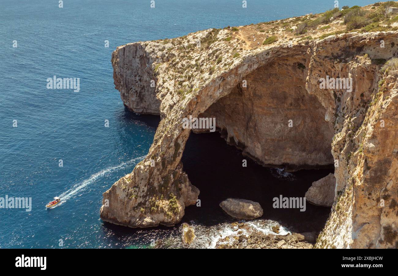 The famous arch and cave in Malta. The name is blue grotto Stock Photo ...