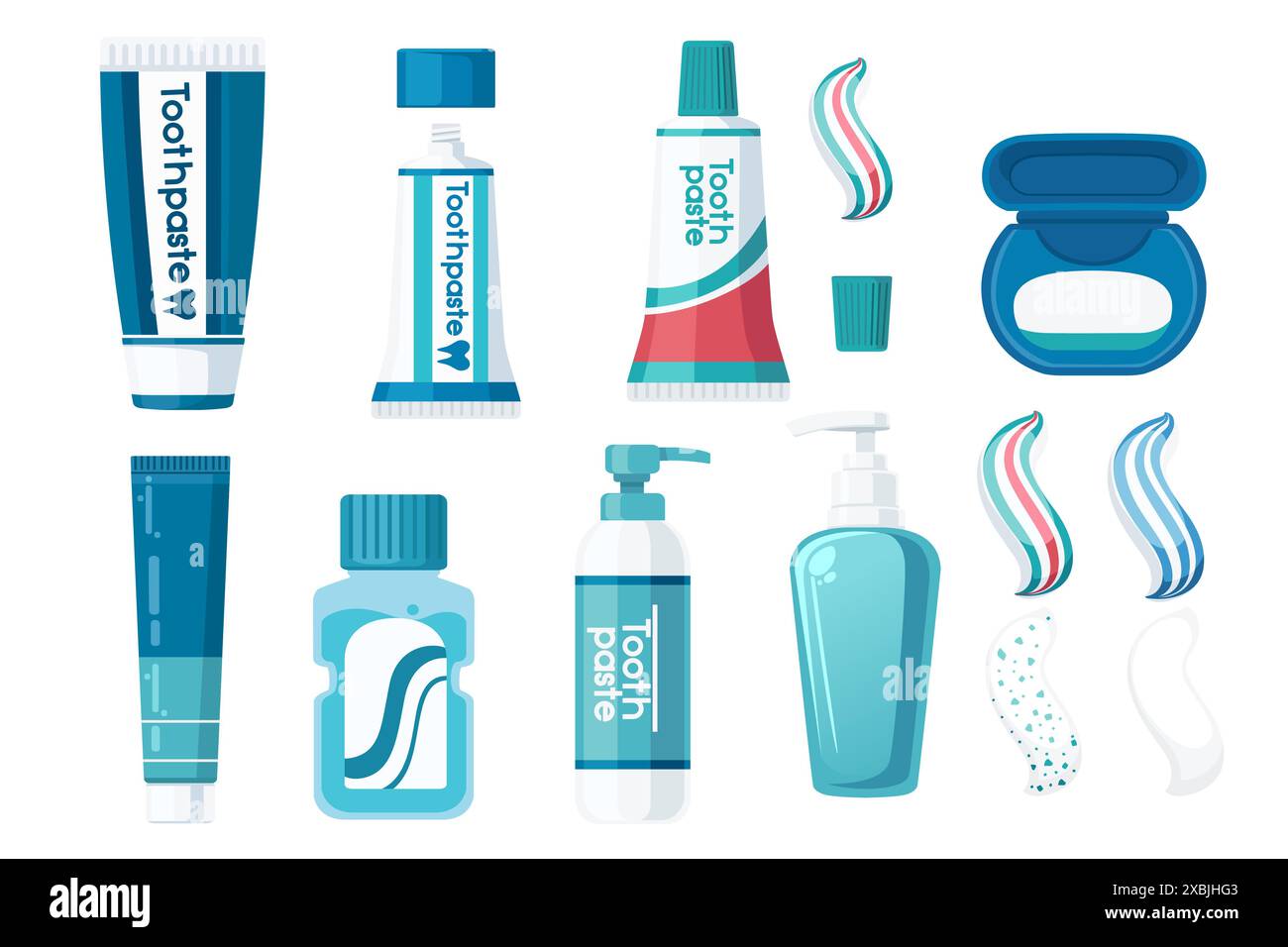 Set of dental care products toothpaste mouth wash floss with mint ...