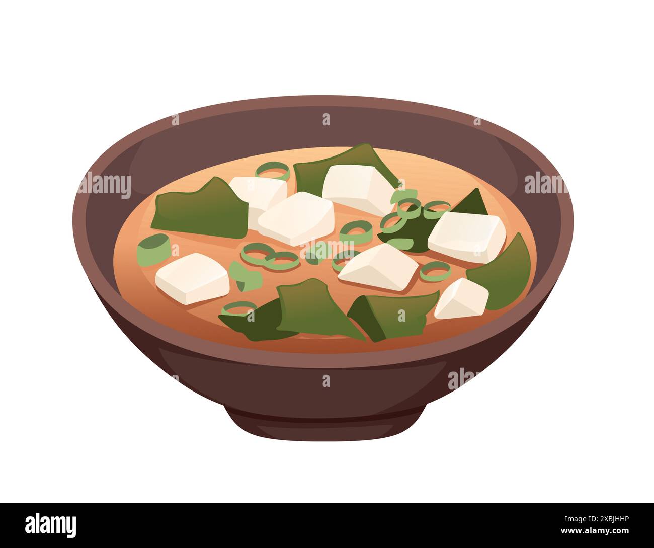 Traditional Japanese Miso soup in bowl tasty food vector illustration ...