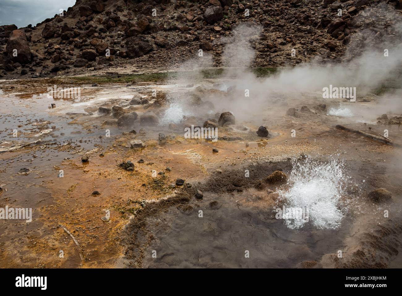 Alolabad geothermal area in Ethiopia with surreal landscape of colorful ...