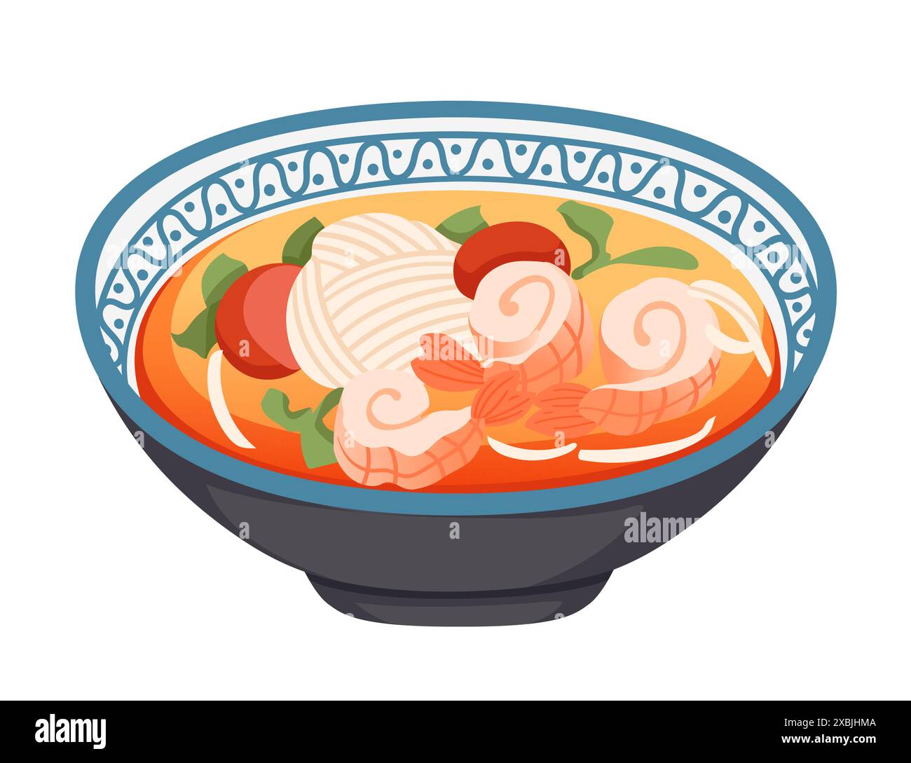 Traditional Thai Tom Yum Kung in bowl with coconut milk tasty spicy ...