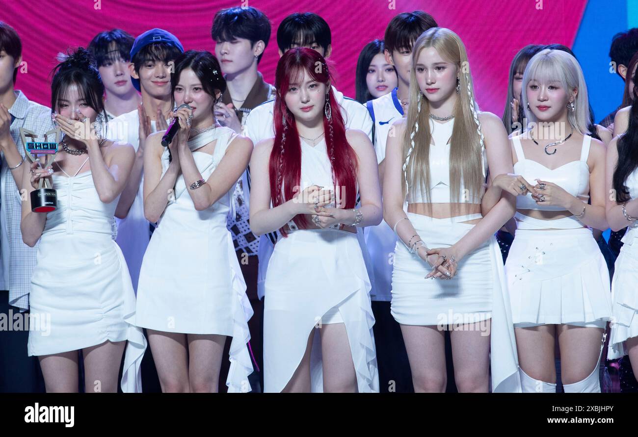 13 June 2024 - Goyang, South Korea : South Korea K-Pop girl group Kep1er, performs on the stage ...