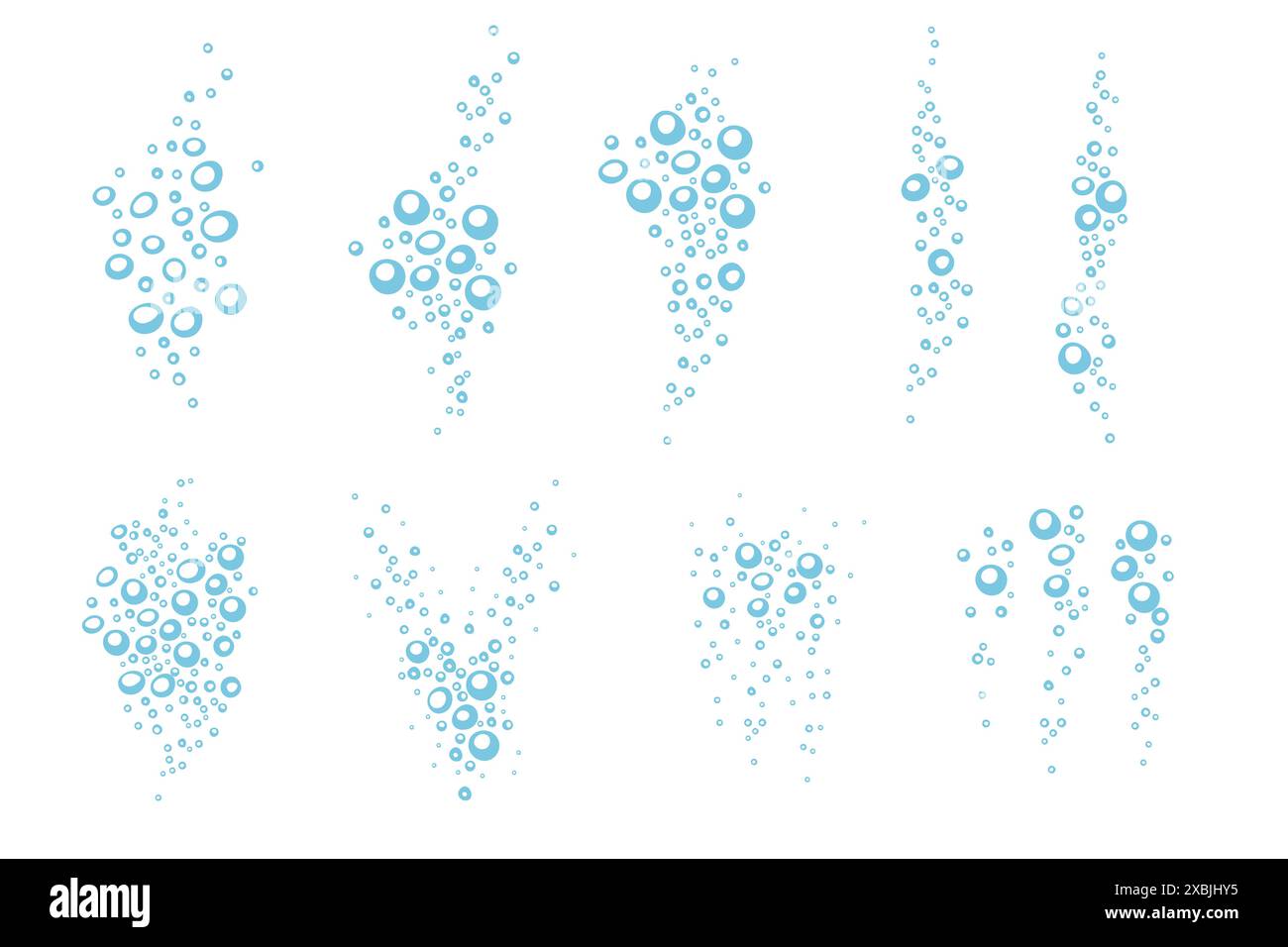 Set of water fizzing air bubbles stream vector illustration isolated on ...