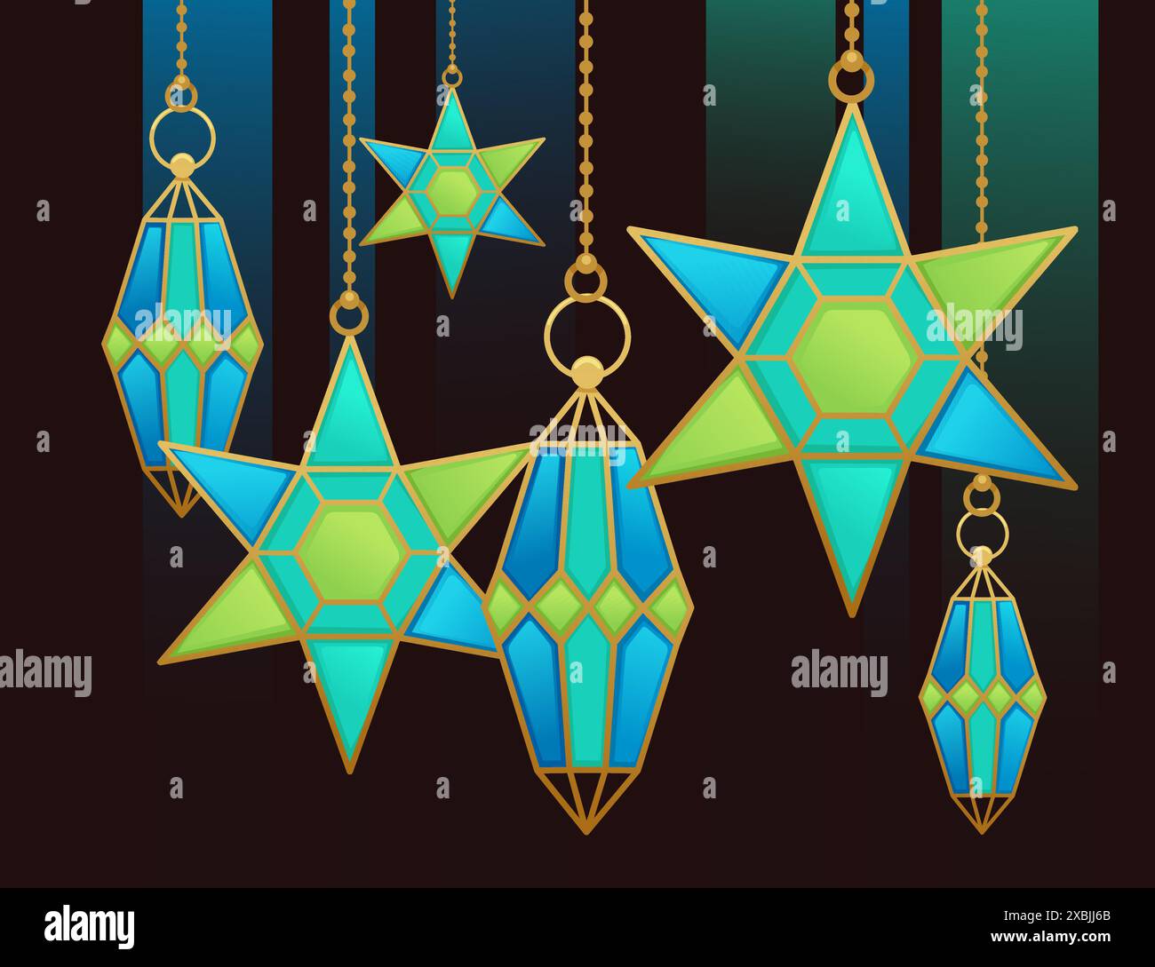 Group of glass Turkish traditional celebration lantern with different ...