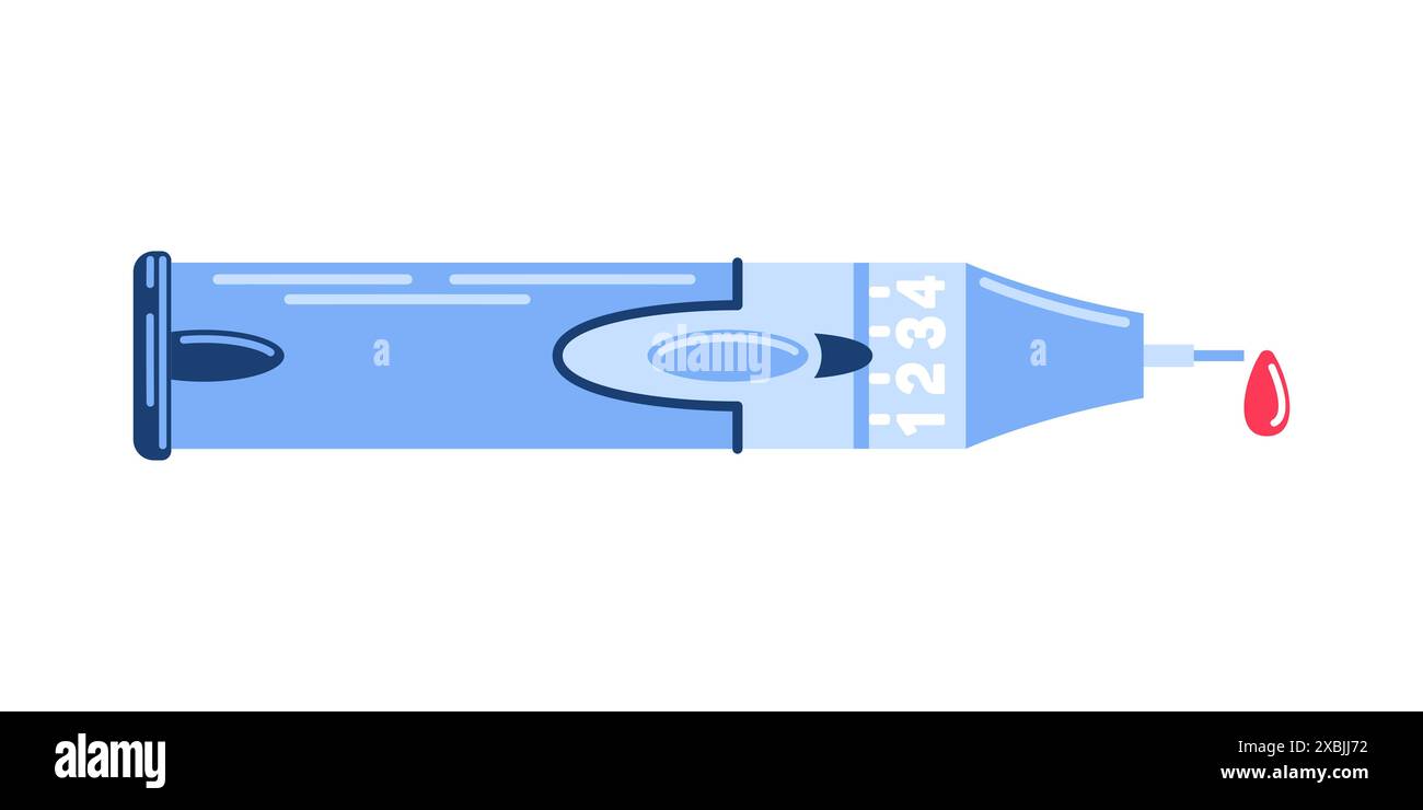 Automatic lancet for glucometer. drop of blood for analysis. Vector ...