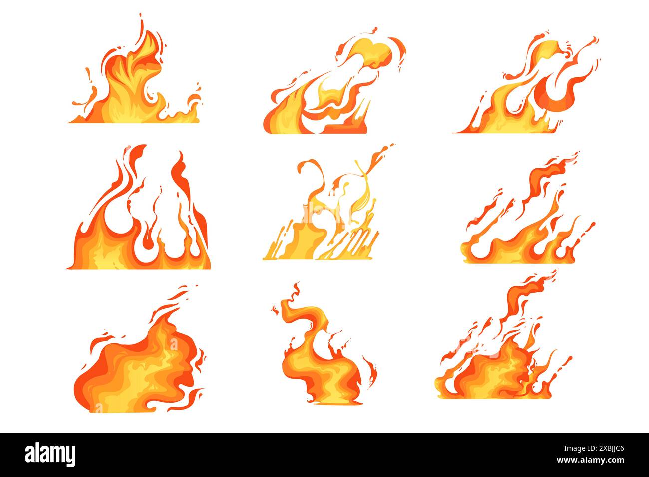 Set of burning fire effect for campfire or magic vector illustration ...