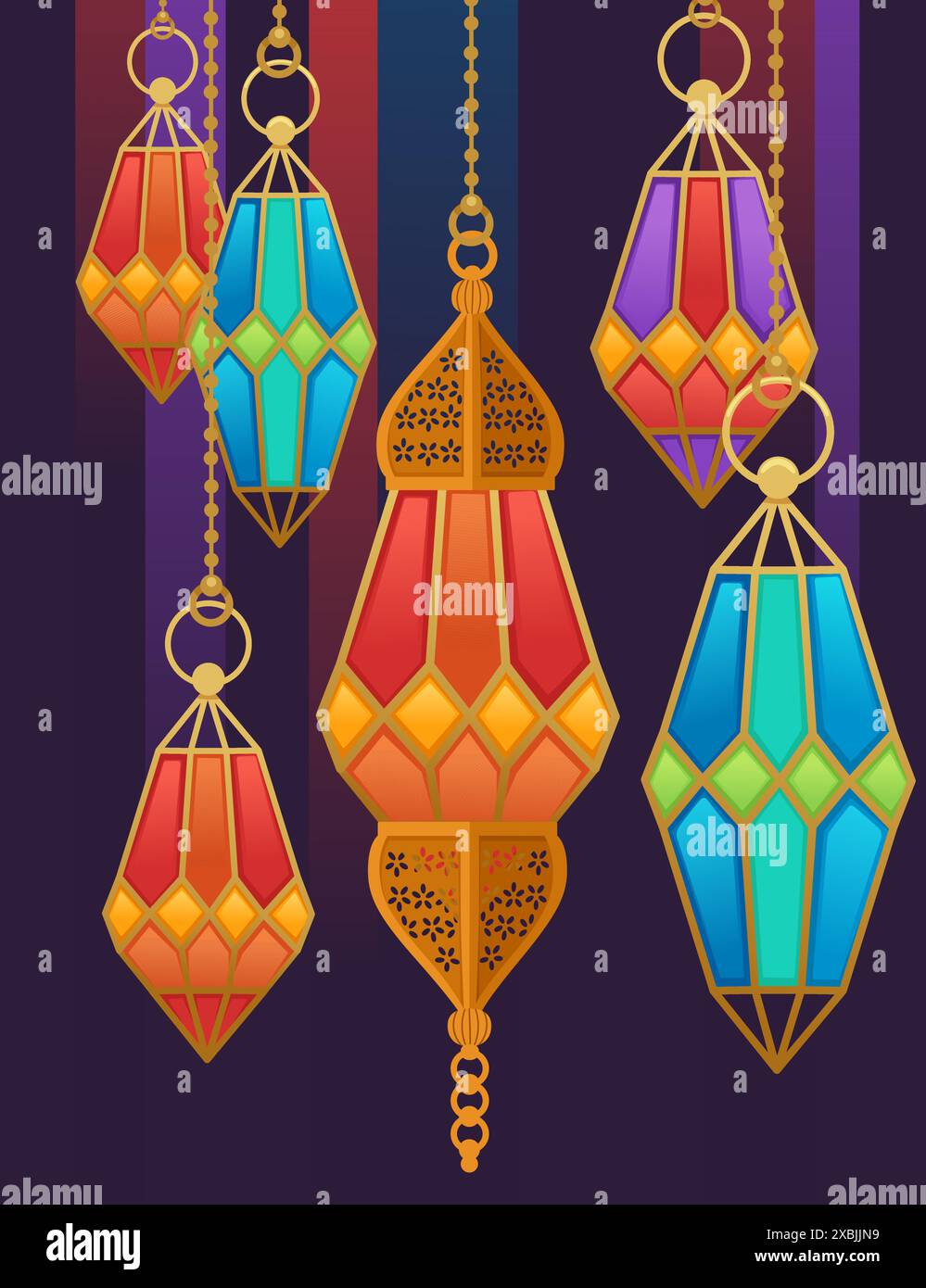 Group of glass Turkish traditional celebration lantern with different ...